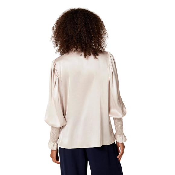 APRICOT | Tops | New Apricot Satin Balloon Sleeve Bow Neck Blouse In ...